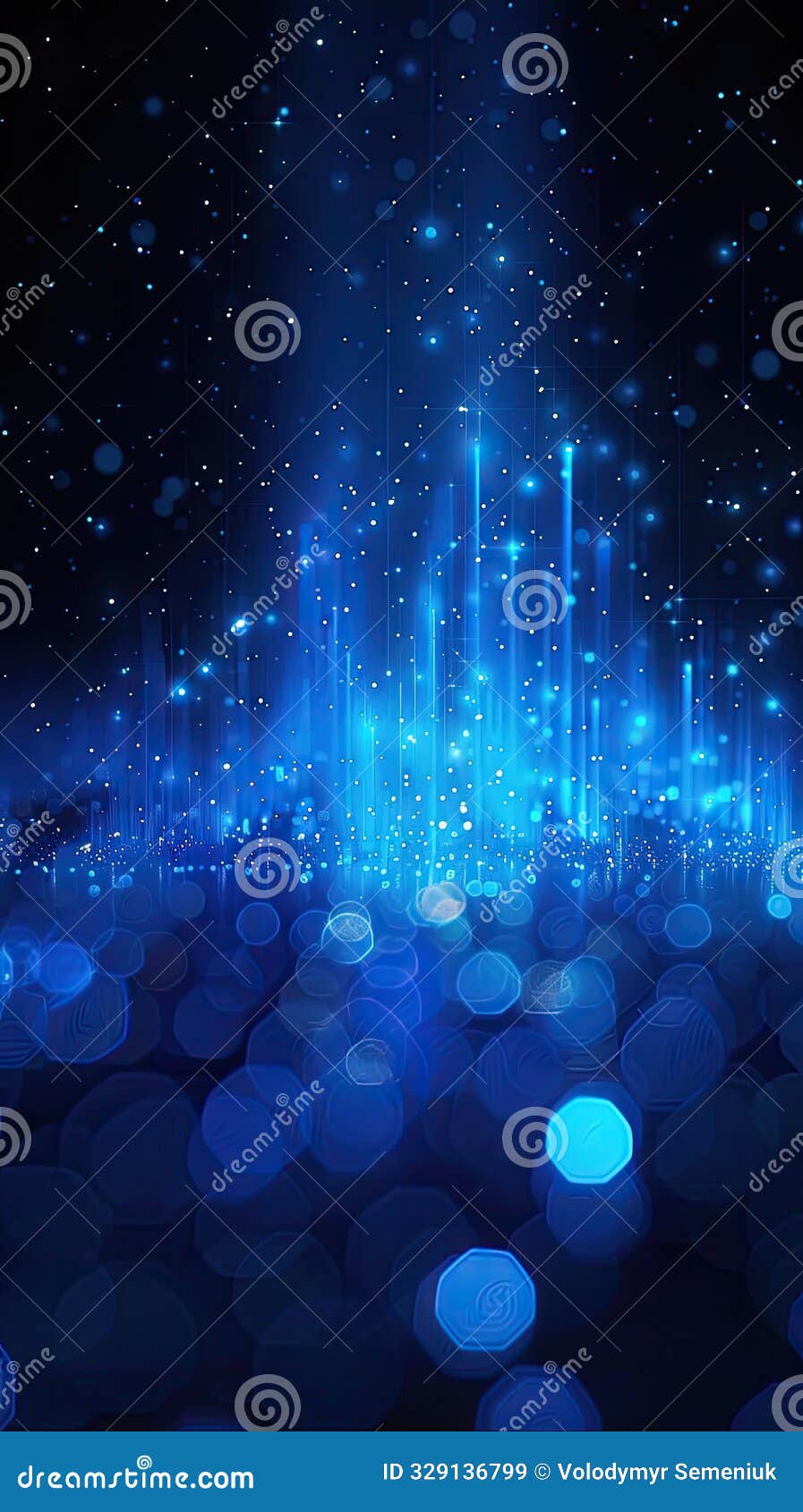 Illuminated Data Visualization Displaying Horizontal Light Columns ...