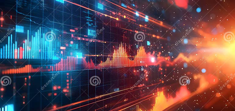 Illuminated Digital Data Visualization Showcasing Dynamic Trends and ...