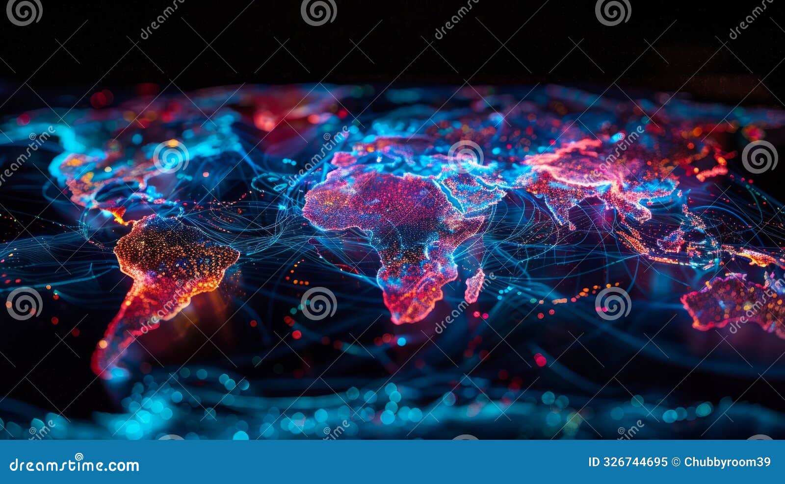 Illuminated Digital Network Map of the World Showcasing Connectivity ...