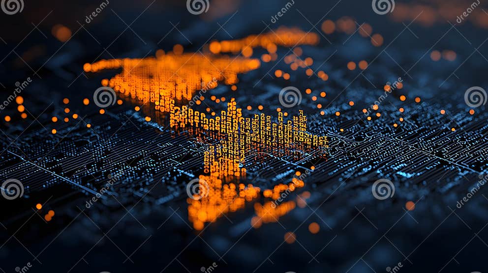 Illuminated Digital Pathways Representing Complex Connections in a ...