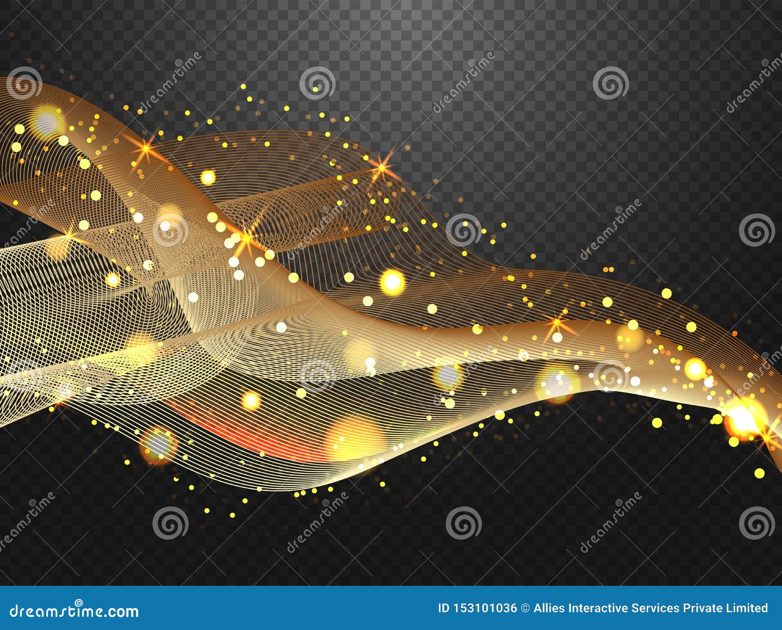 Illuminated Digital Wave of Glowing Particles Motion. Stock ...