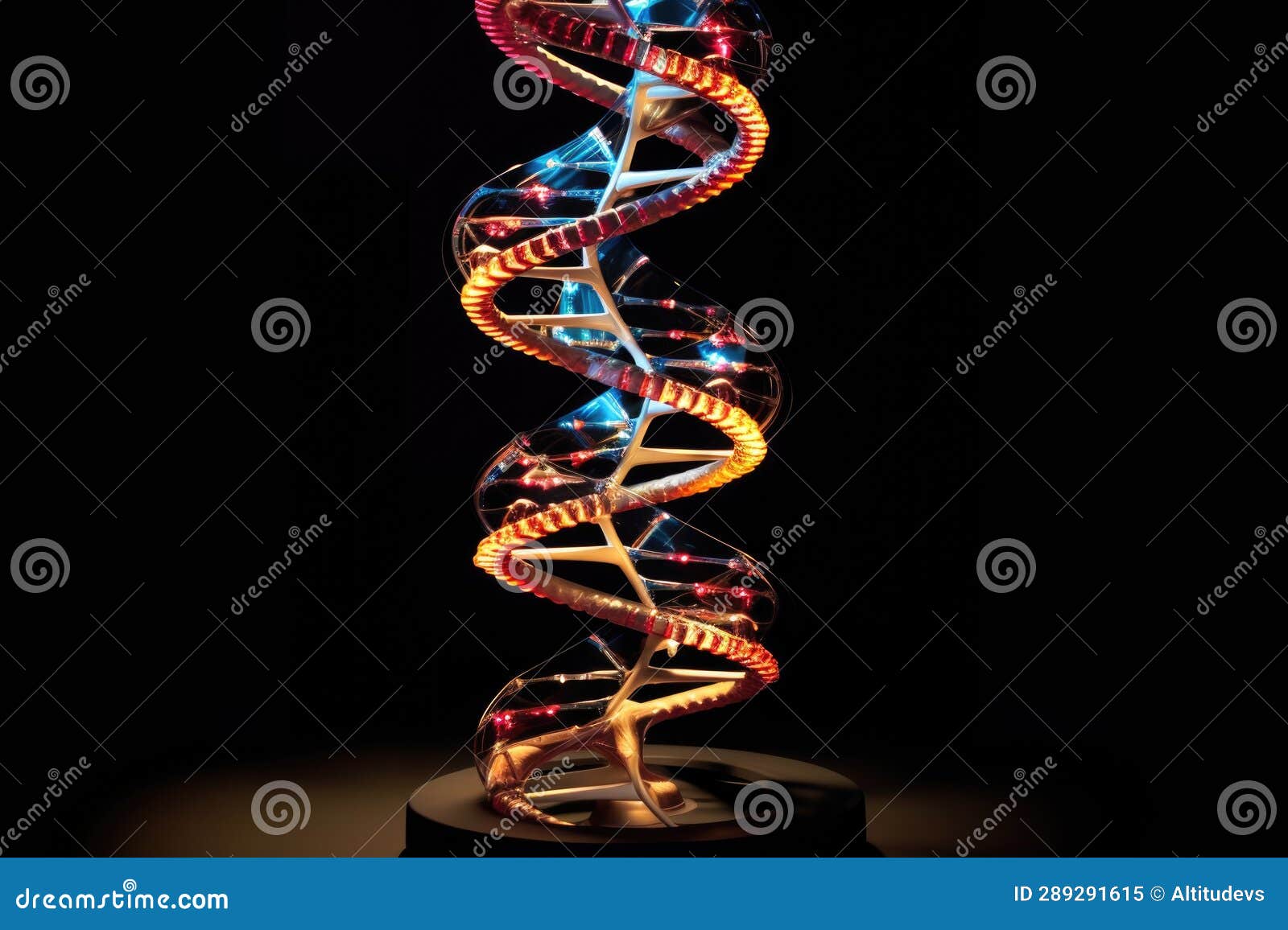 An Illuminated Dna Helix Model in a Dark Room Stock Image - Image of ...