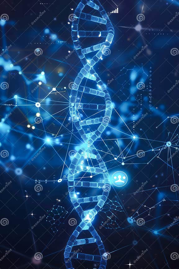 Illuminated DNA Strand with Connected Data Points in a Digital ...