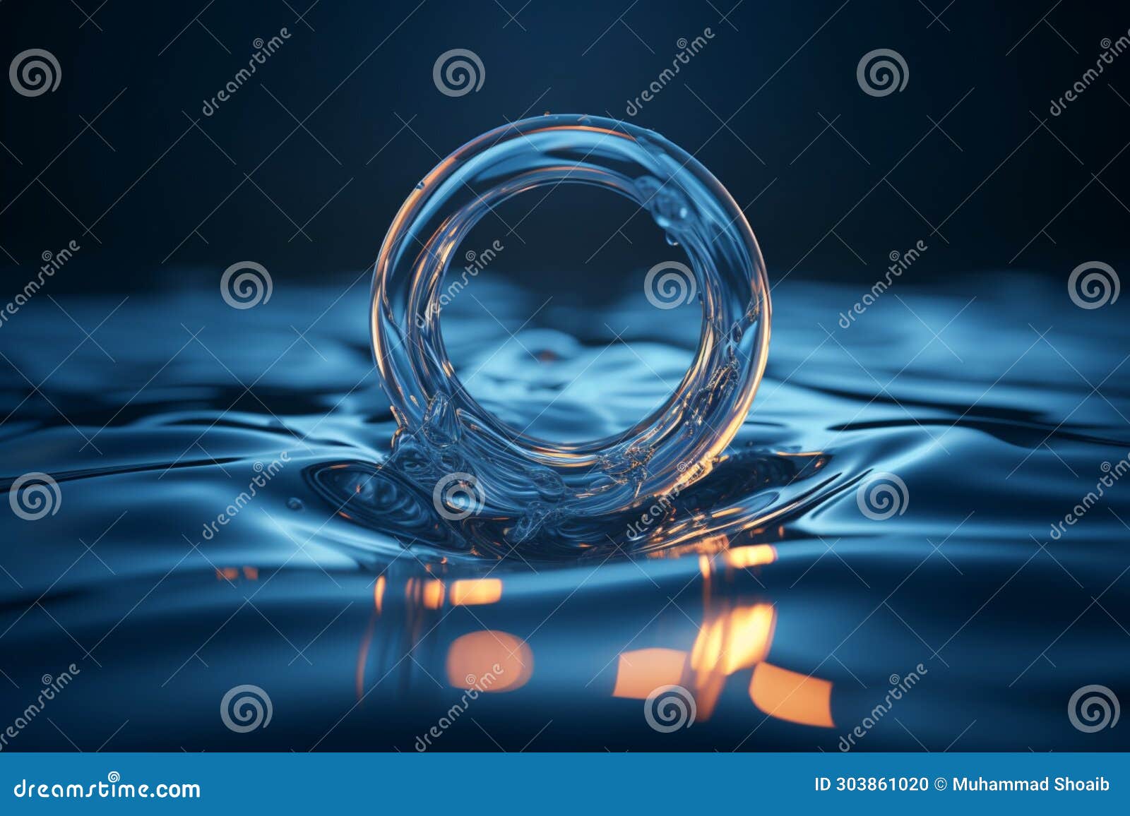 Illuminated Elegance Water Surface with Light, Captivating 3D Rendering ...