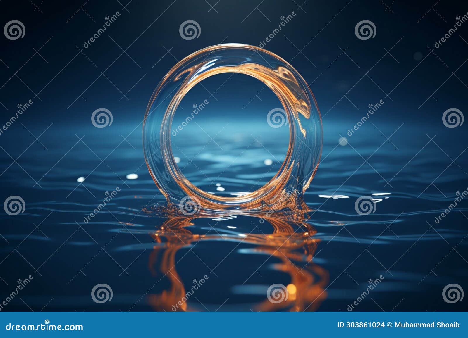 Illuminated Elegance Water Surface with Light, Captivating 3D Rendering ...