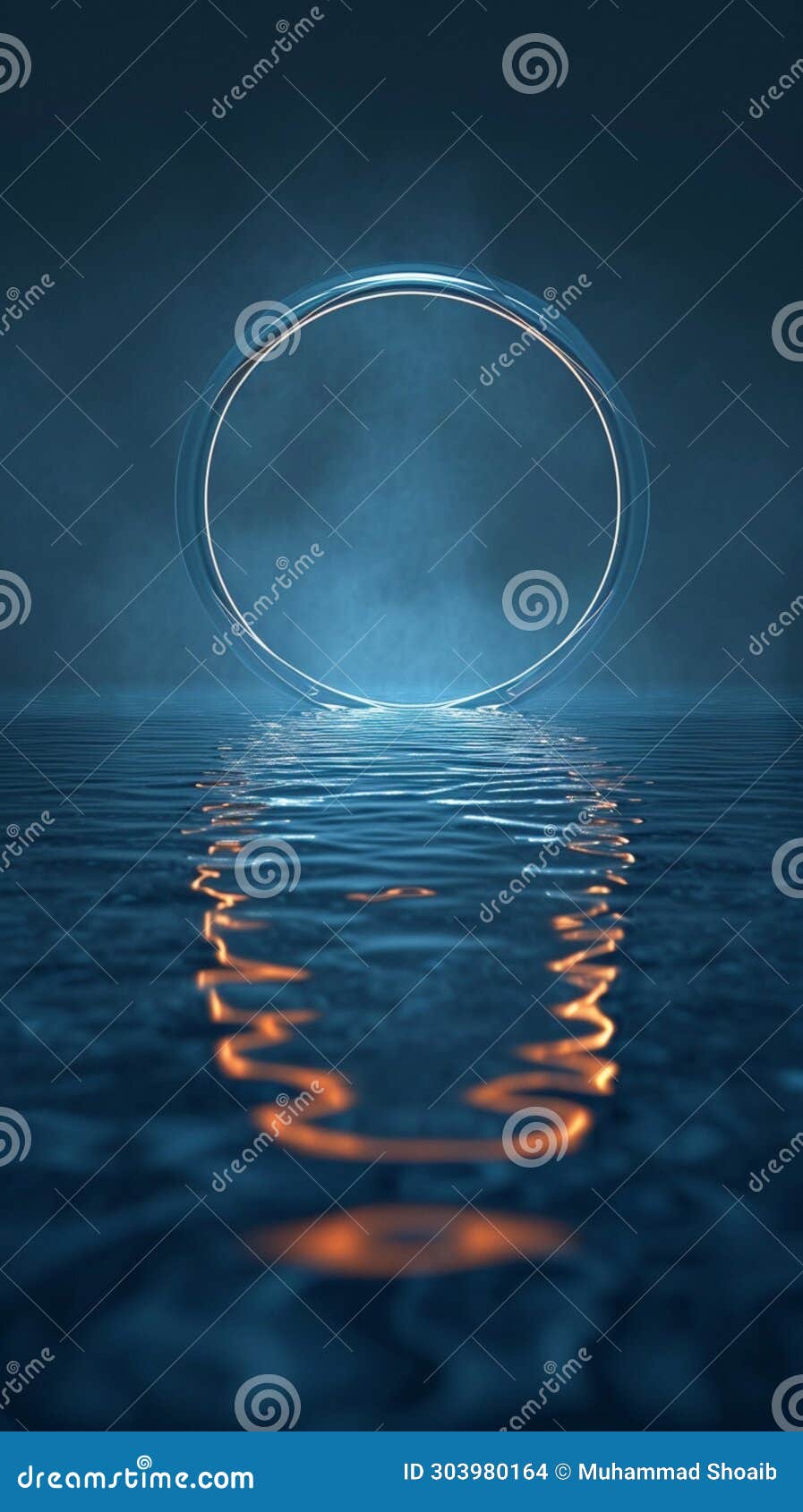 Illuminated Elegance Water Surface with Light, Captivating 3D Rendering ...