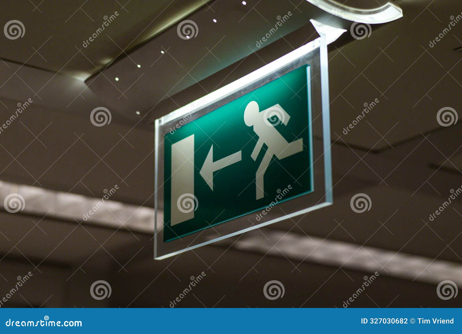 Illuminated Emergency Exit Sign Stock Photo - Image of building ...
