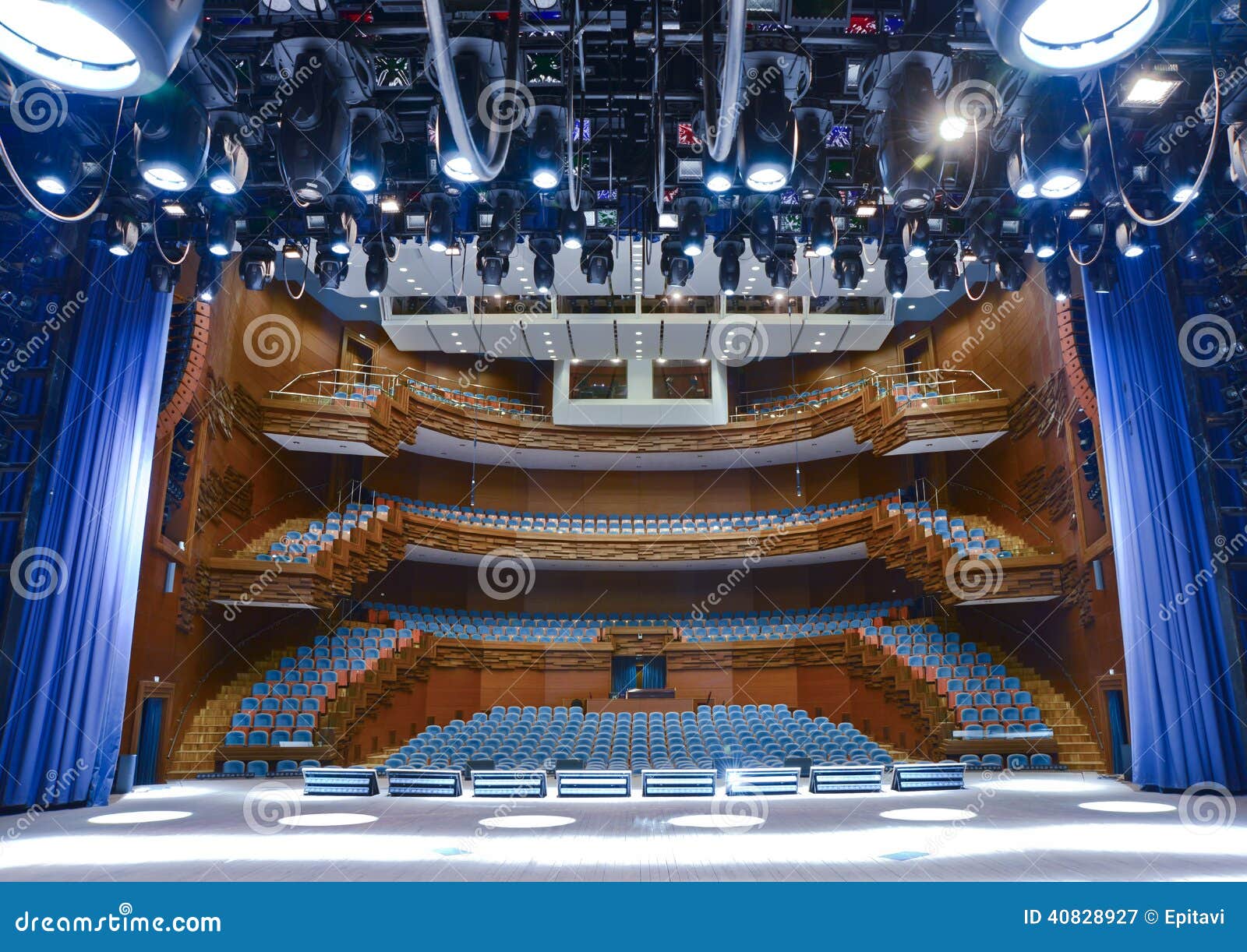 Illuminated Empty Concert Stage Stock Image - Image of back, music ...