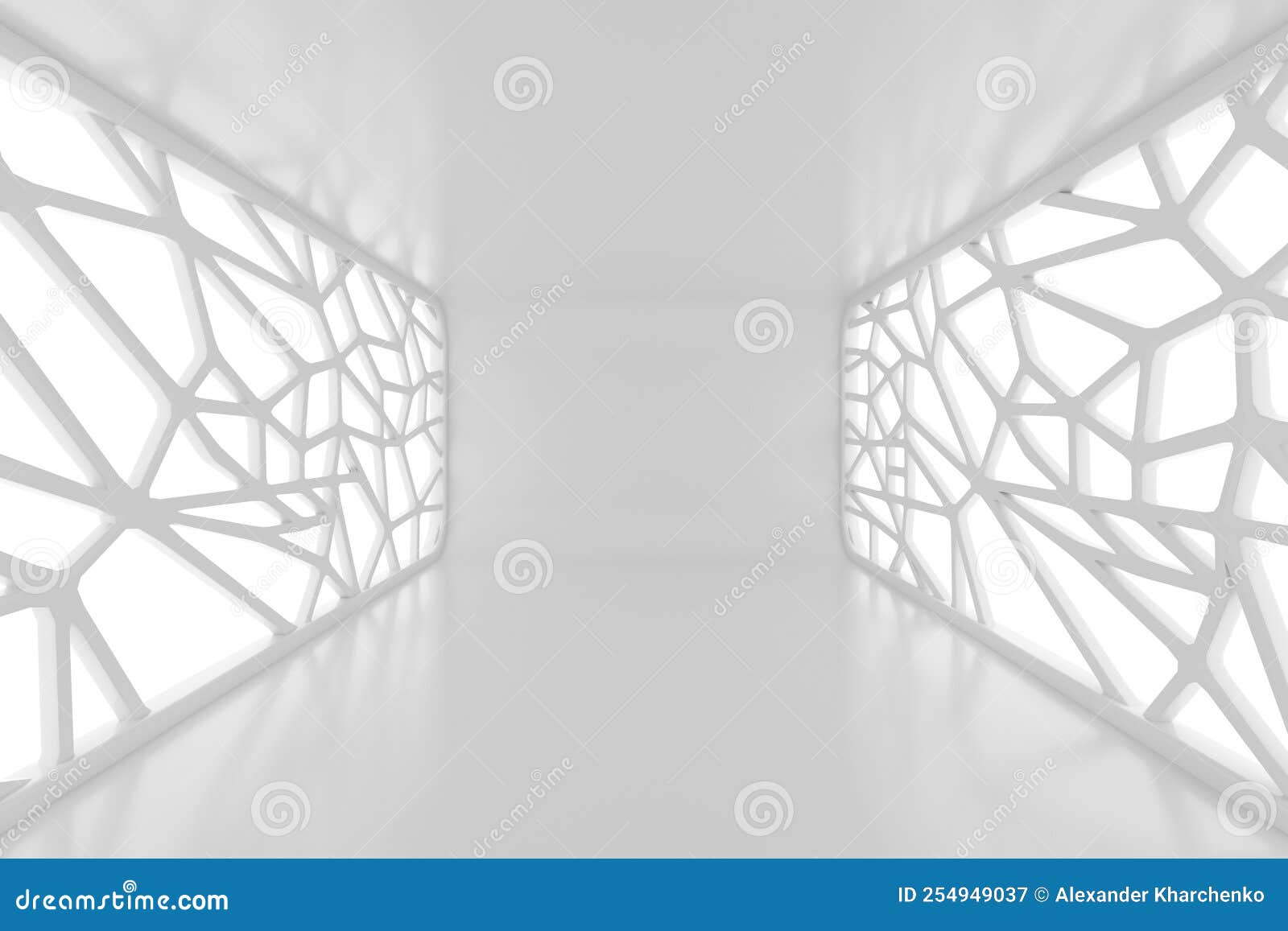 Illuminated Empty Open Space, Corridor or Room Interior, White Abstract ...