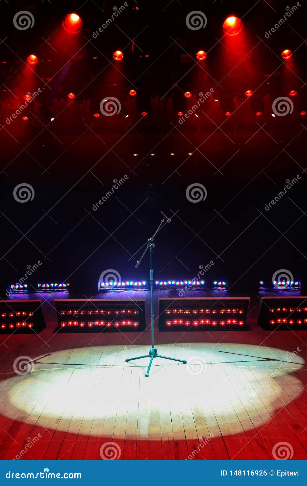 Concert Stage with Red Light Stock Photo - Image of punk, nightclub ...