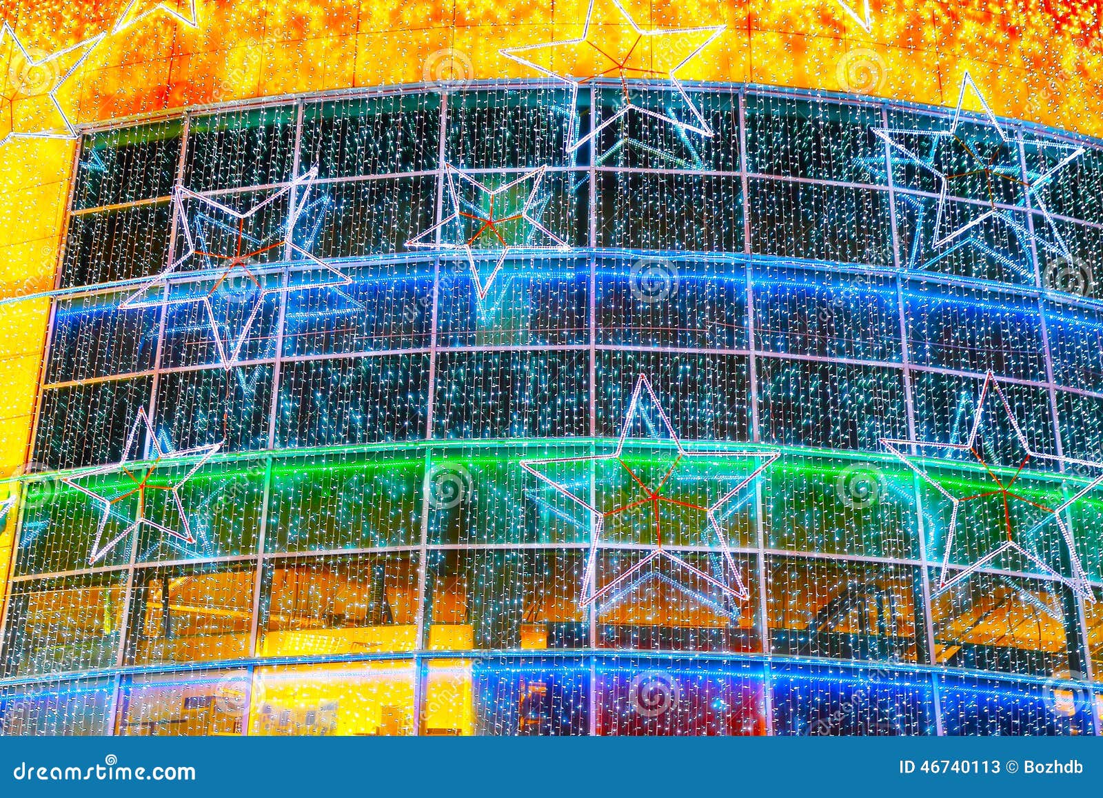 Illuminated Facade of Modern Building Stock Image - Image of ...