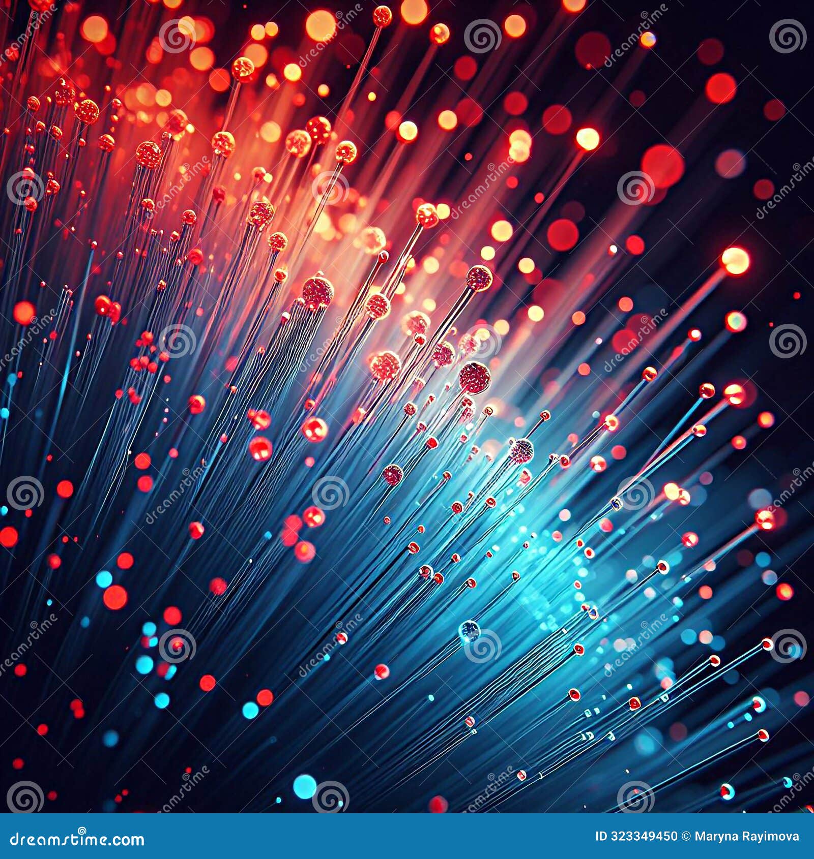 Illuminated Fiber Optic Cables Close-up Bokeh Effect Vibrant Abstract ...