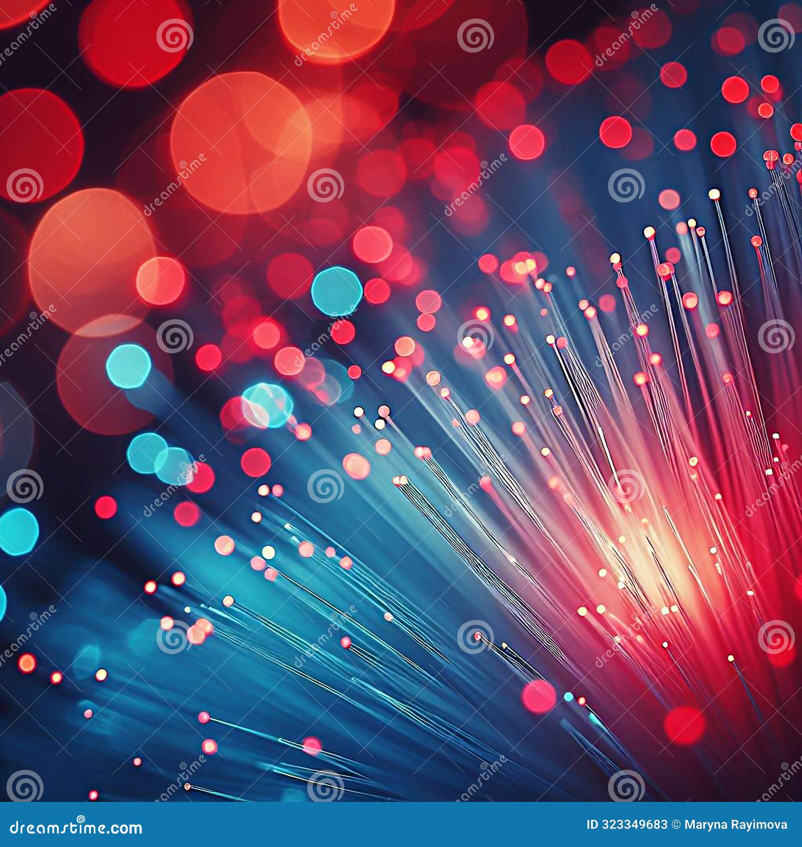 Illuminated Fiber Optic Cables Close-up Bokeh Effect Vibrant Abstract ...