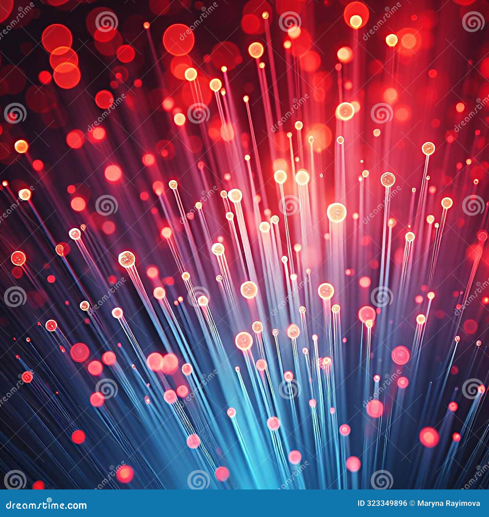 Illuminated Fiber Optic Cables Close-up Bokeh Effect Vibrant Abstract ...
