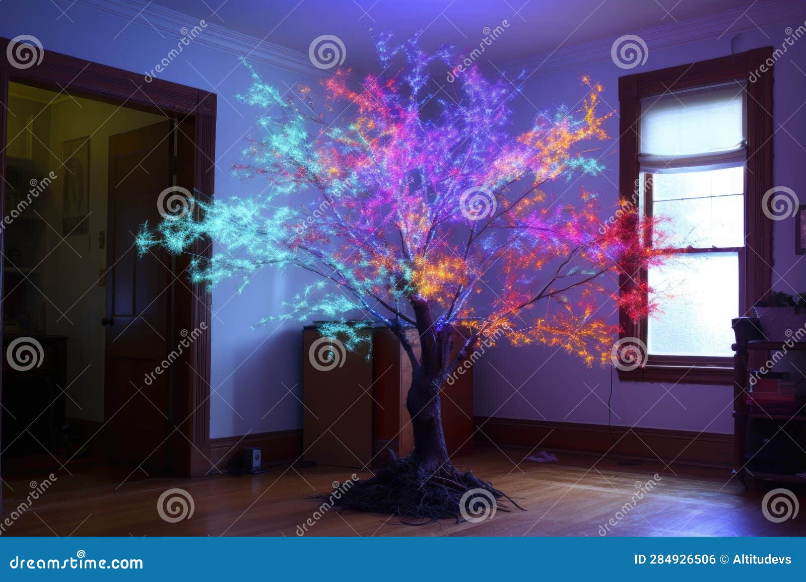 Illuminated Fiber Optic Tree Installation Stock Photo - Image of ...