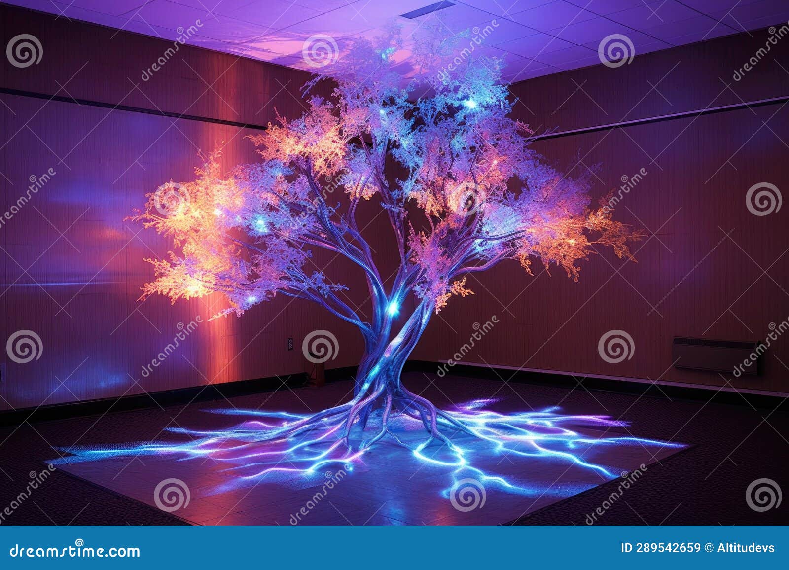Illuminated Fiber Optic Tree Installation Stock Image - Image of bright ...