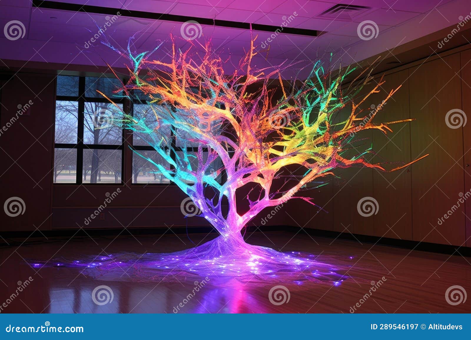 Illuminated Fiber Optic Tree Installation Stock Image - Image of lights ...