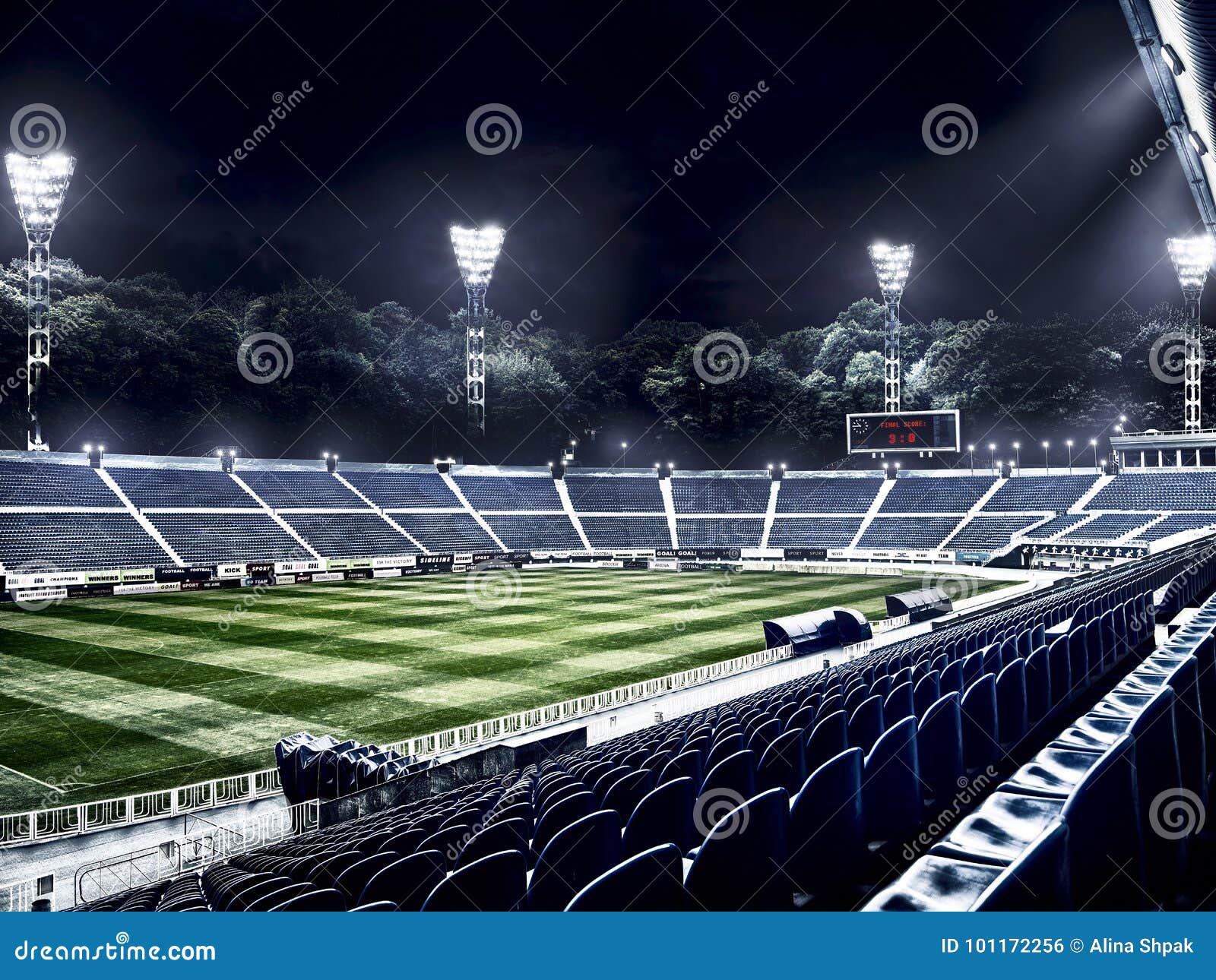 Empty Football Stadium Night