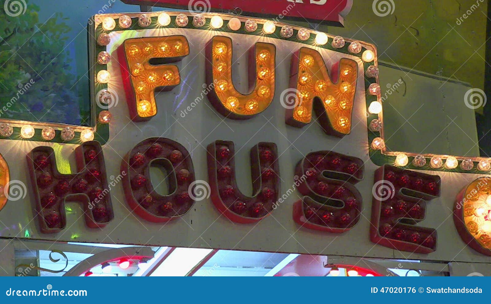 Illuminated Fun House Sign at County Fair Stock Footage - Video of ...