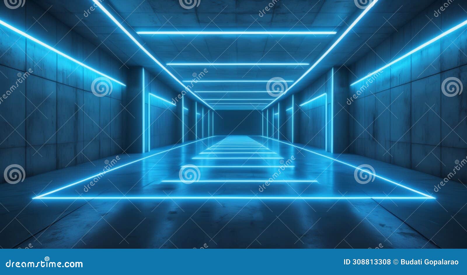 Illuminated Future - a Modern, High-Tech Corridor Stock Illustration ...
