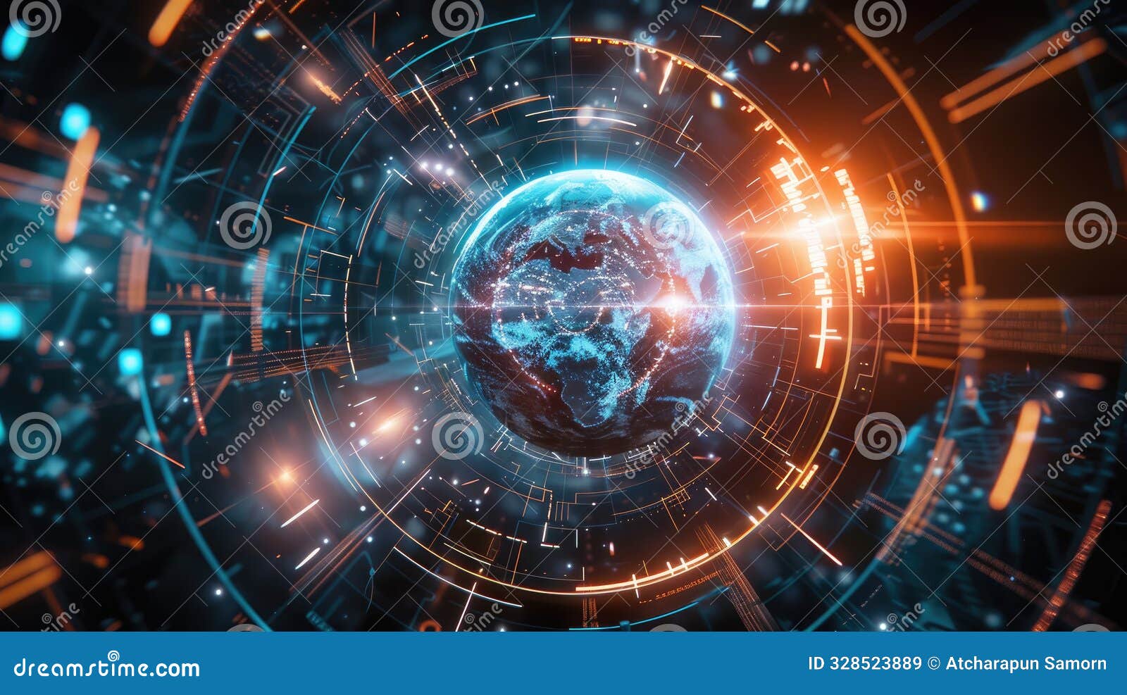 Illuminated Futuristic Globe Design with Interconnected Lines on Dark ...