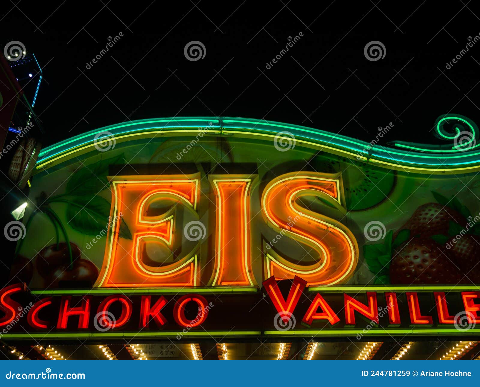 Illuminated German Word EIS for Ice Cream Stock Image - Image of cream ...
