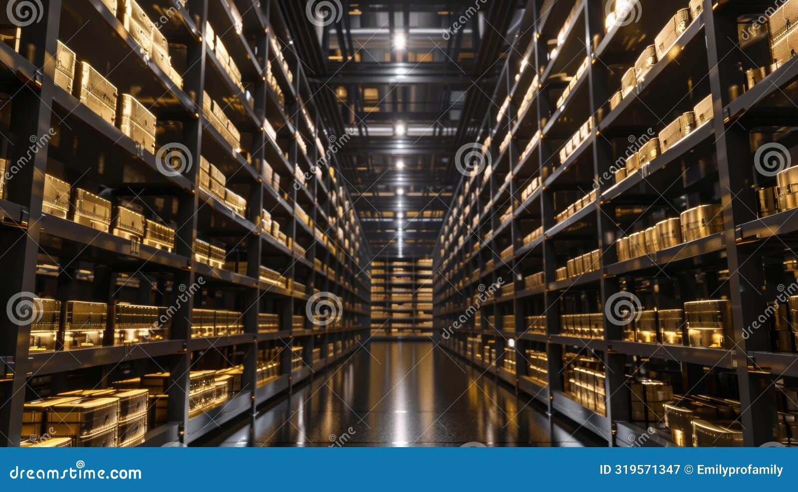 Illuminated Gold Bullion Shelves in Secure Vault at Night Stock Image ... Illuminated Gold Bullion Shelves in Secure Vault at Night Stock Image ...