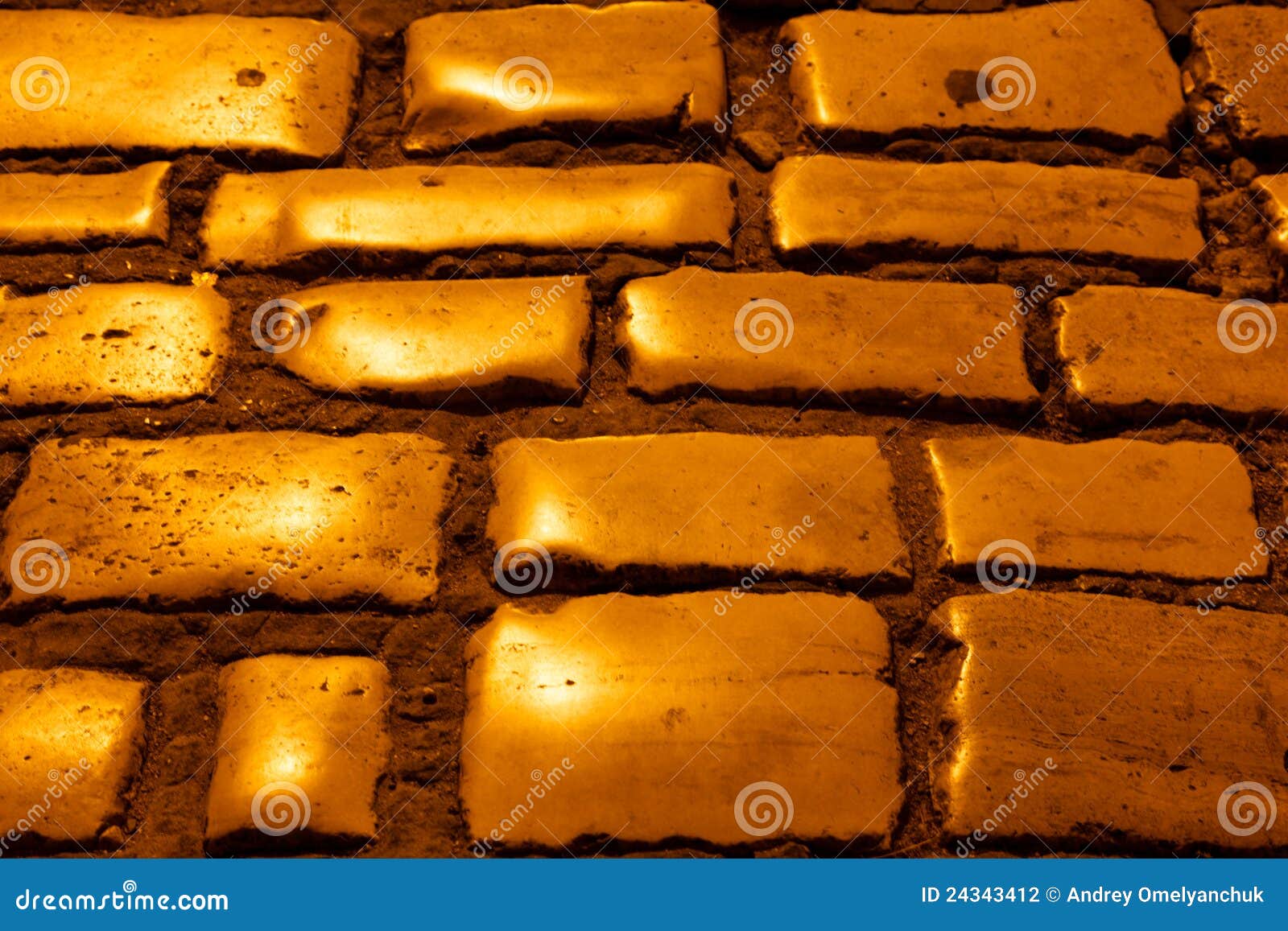 Illuminated Golden Cobblestones of Rovinj at Night Stock Photo - Image ...