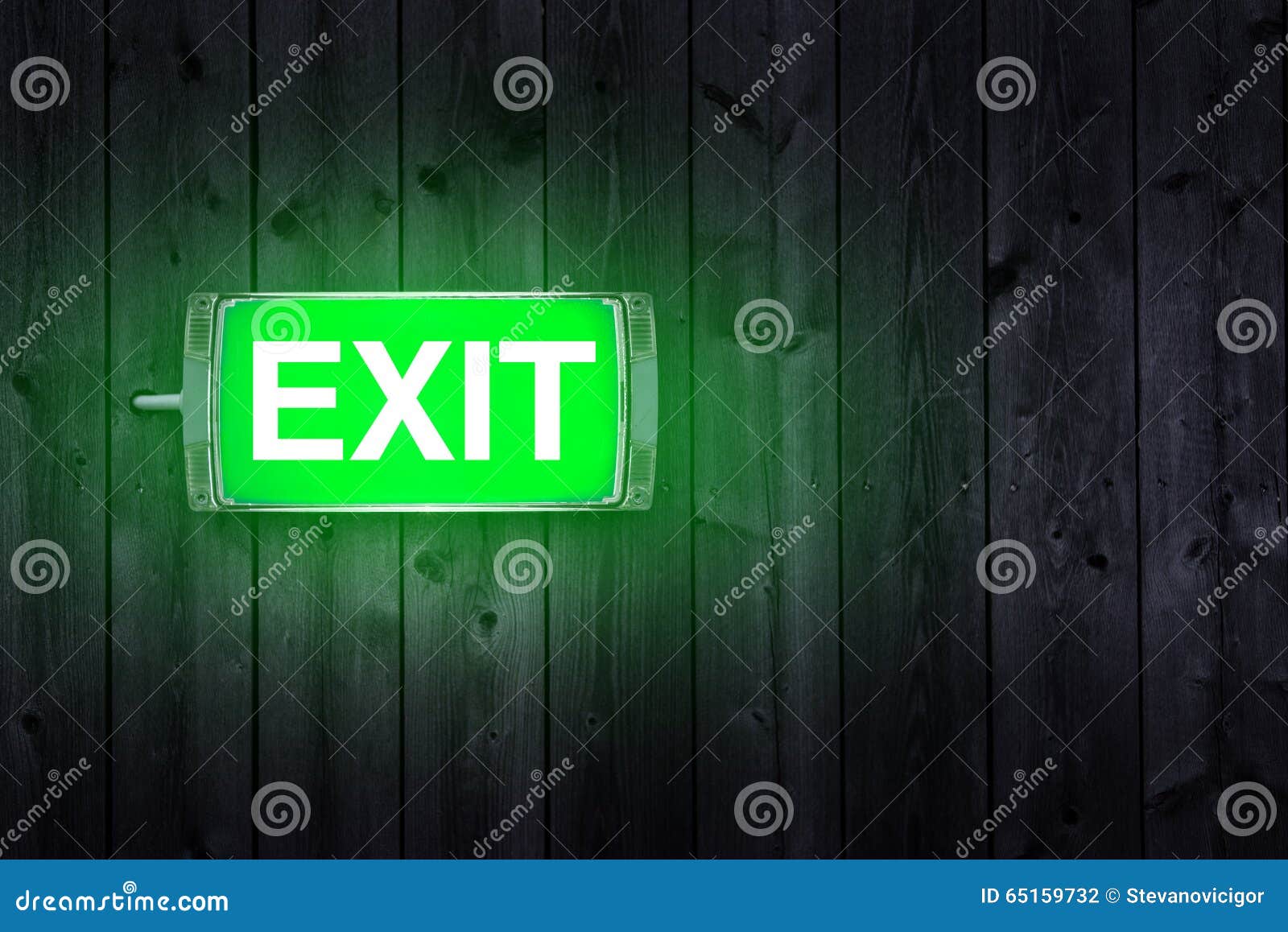 Illuminated Green Emergency / Fire Exit Sign With Running Man Pictogram ...