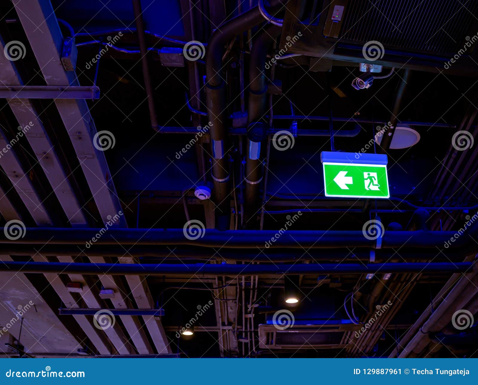 Illuminated Green Fire Exit LED Light Sign Stock Image - Image of ...