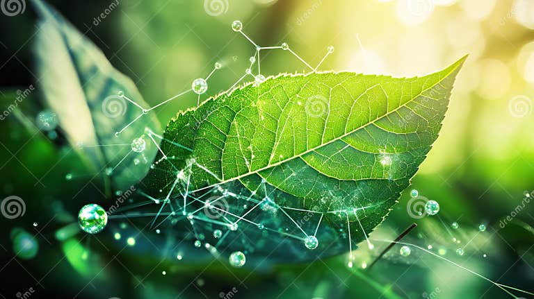 An Illuminated Green Leaf Featuring Cosmic Elements for a Unique ...