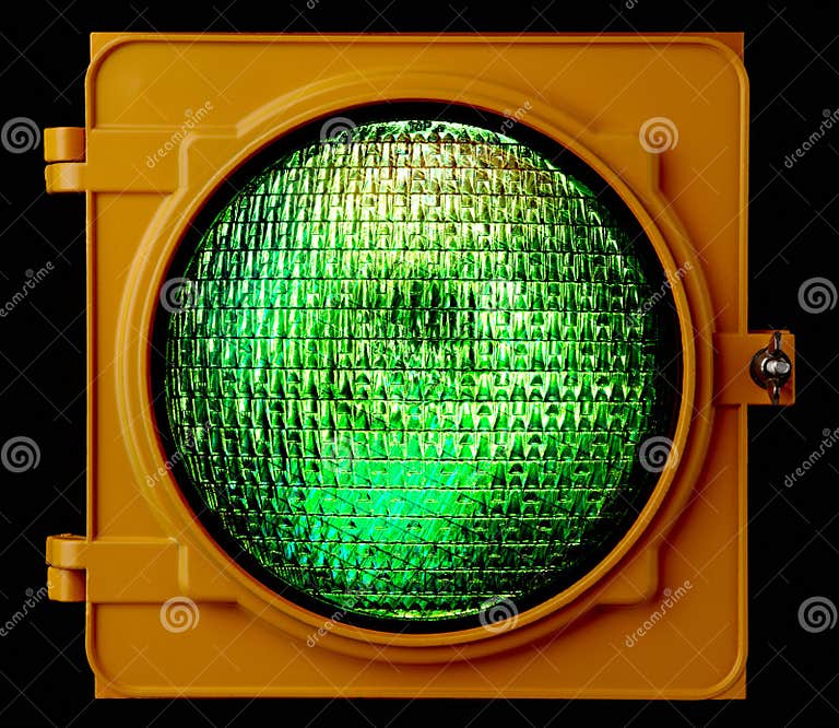 Illuminated Green Traffic Light Stock Photo - Image of illuminated ...