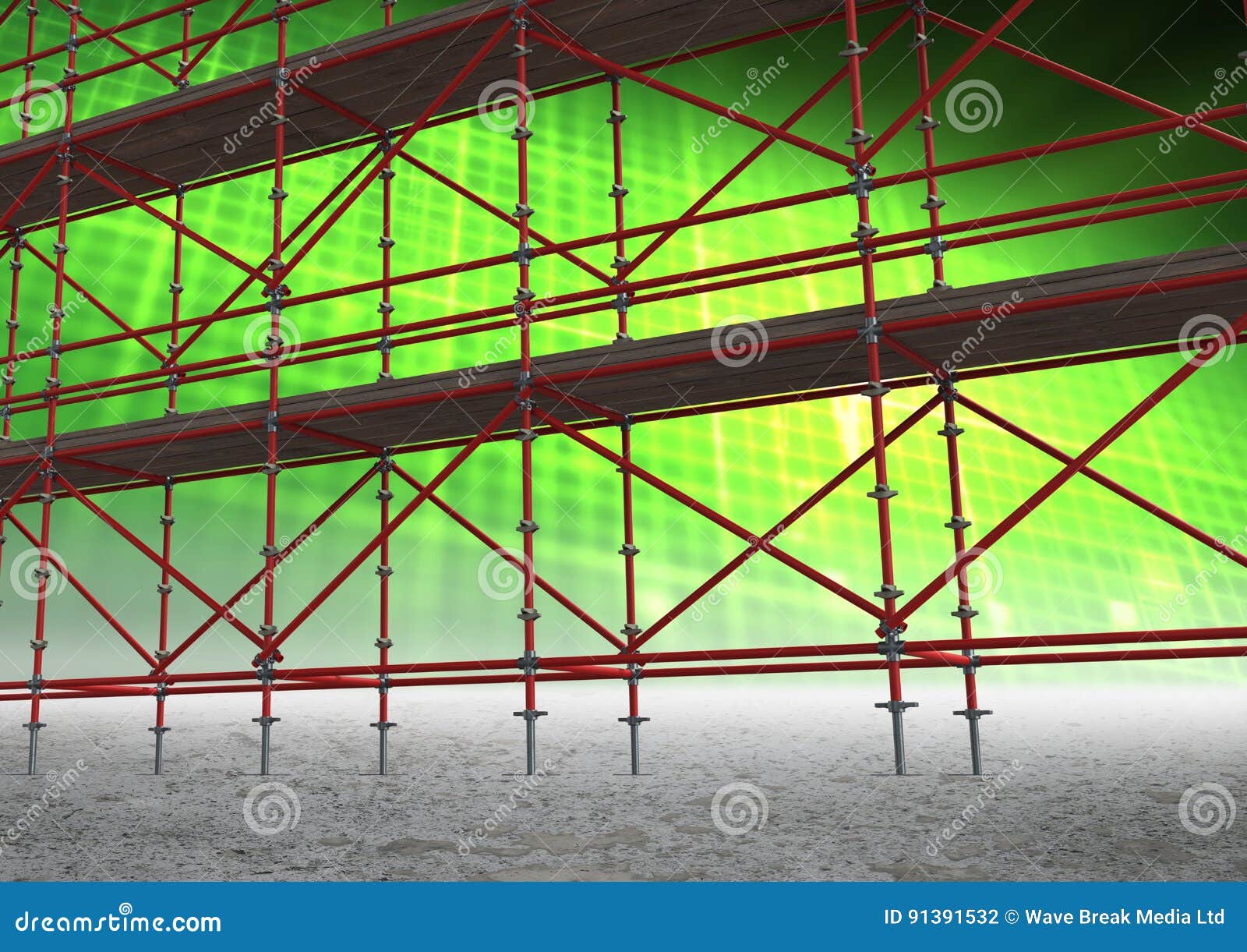 Illuminated Grid with 3D Scaffolding Stock Illustration - Illustration ...
