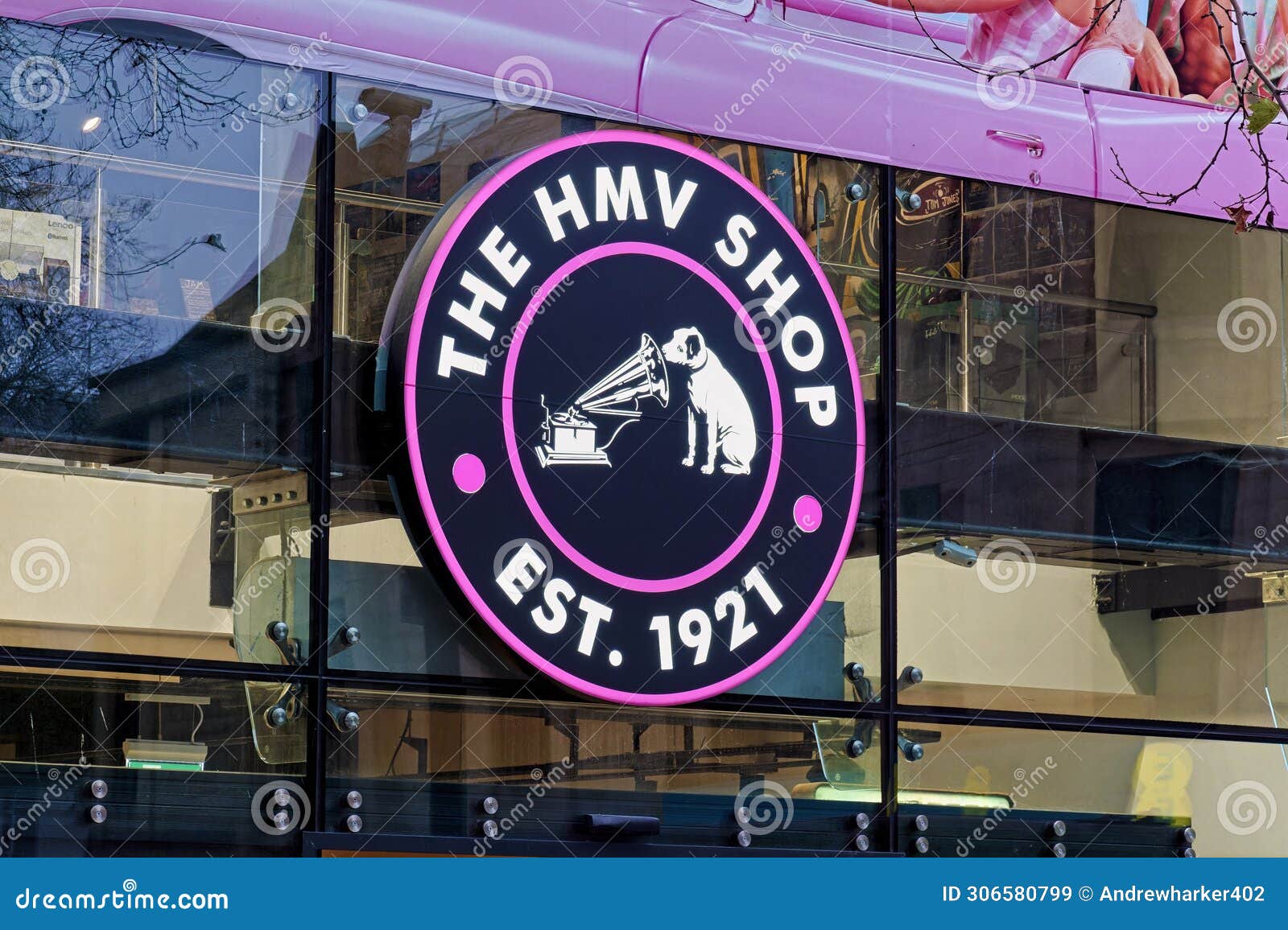 An Illuminated HMV Shop Sign Editorial Stock Image - Image of high ...