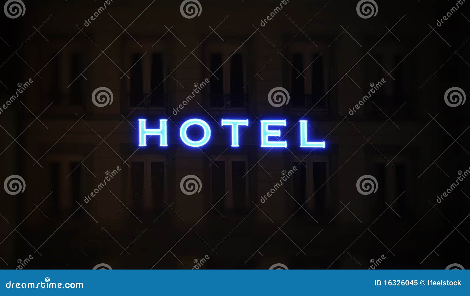 Illuminated Hotel Sign Taken at Night Stock Image - Image of dusk ...