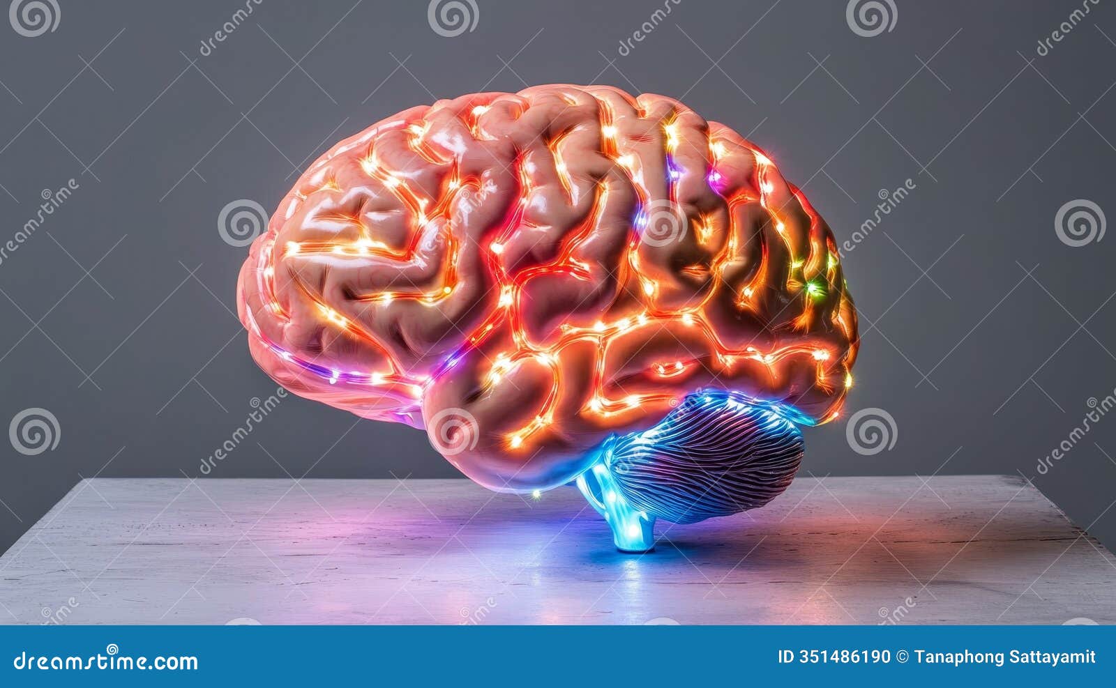 Illuminated Human Brain Model Brain Intelligence Knowledge Neural ...