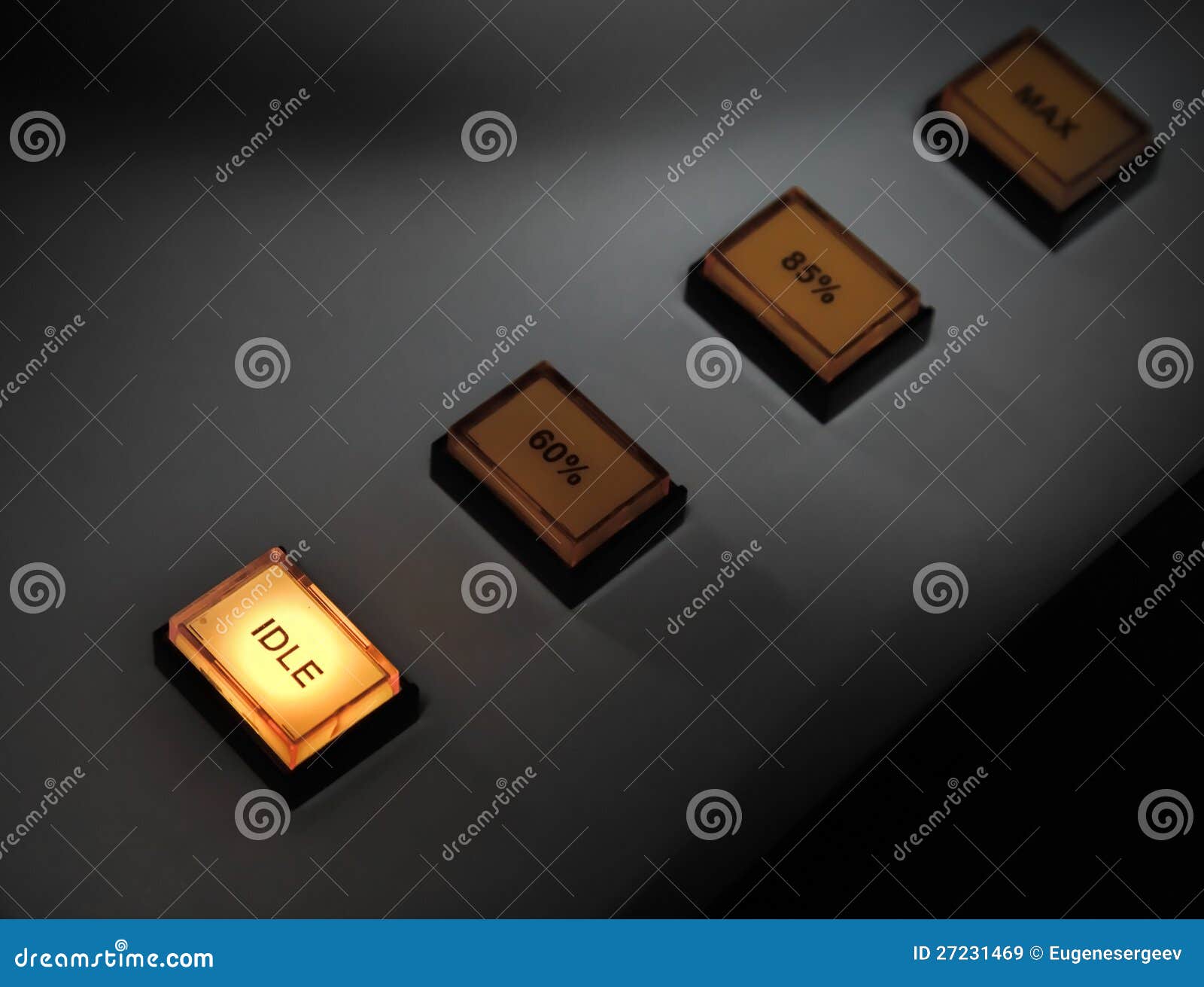 Illuminated Idle Button on Control Panel Stock Image - Image of press ...