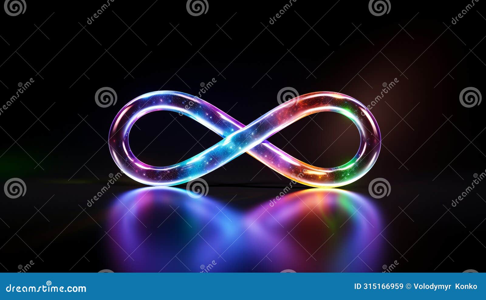 Illuminated Infinity Symbol on Black Background Stock Image - Image of ...
