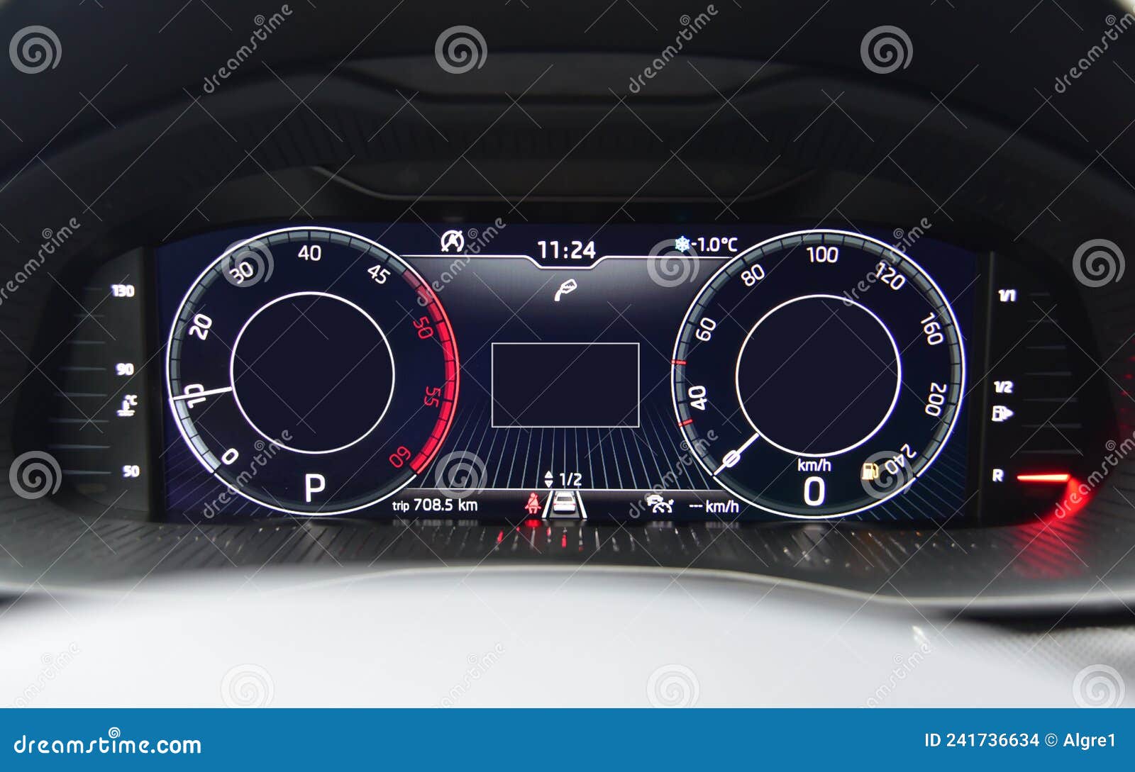 Illuminated Instrument Panel with the Passenger Car Stock Photo - Image ...