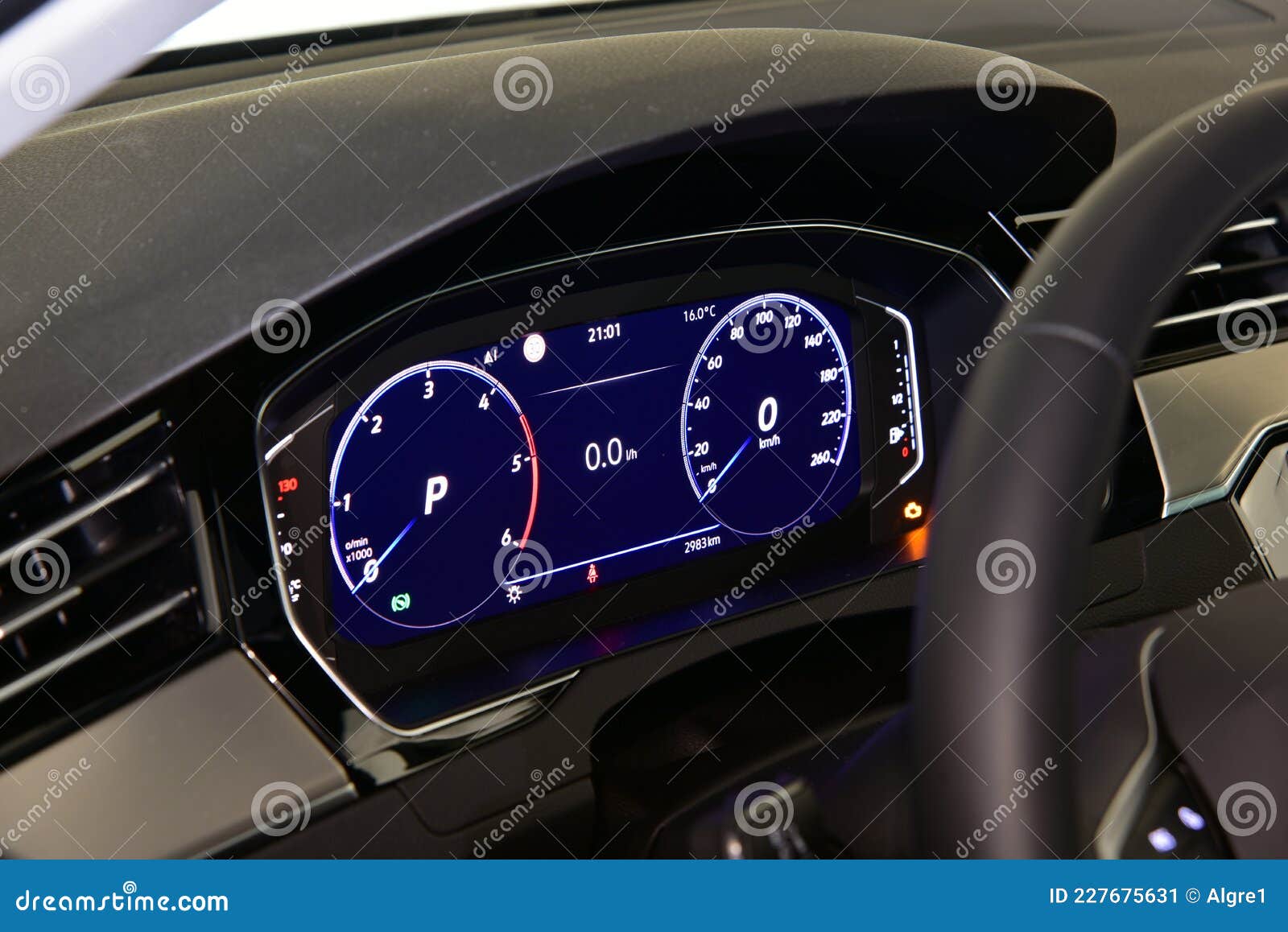 Digital Instrument Panel in a Modern Car Stock Image - Image of ...