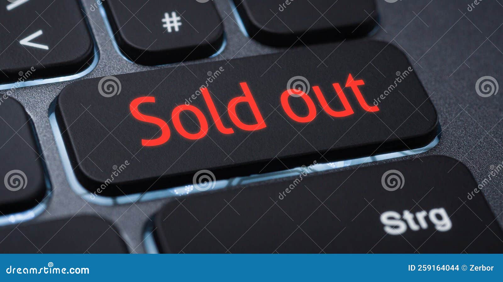 Illuminated Keyboard with a Labeled Key - Sold Out Stock Photo - Image ...