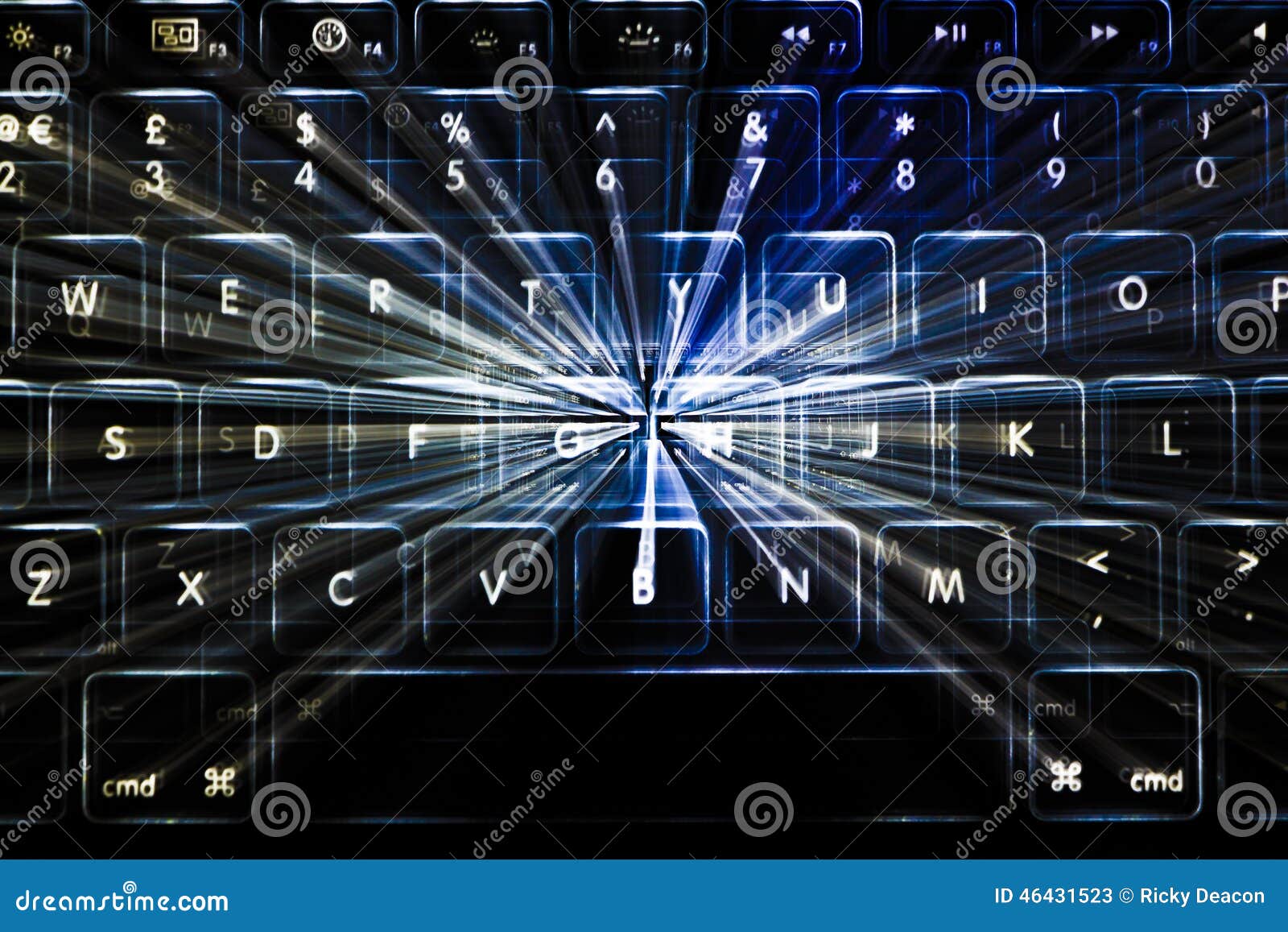 Illuminated Keyboard with Light Trails Editorial Stock Photo - Image of ...