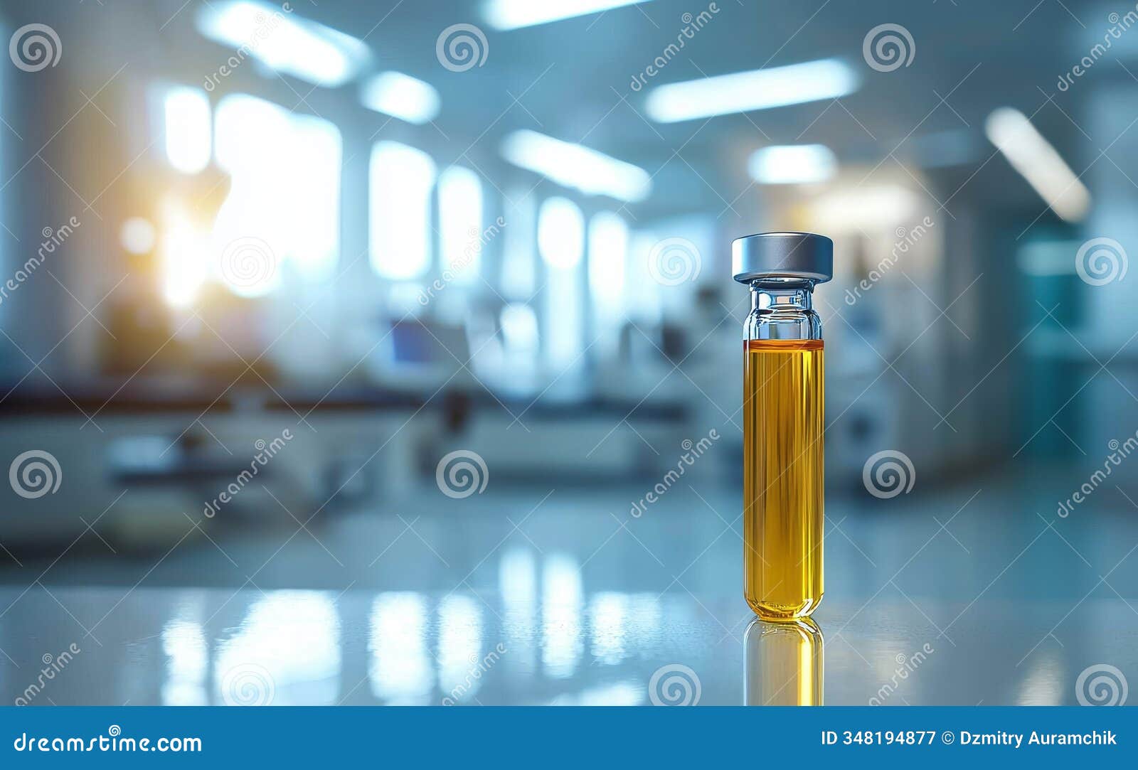 An Illuminated Laboratory Setting in the Daytime Displays a Small Vial ...