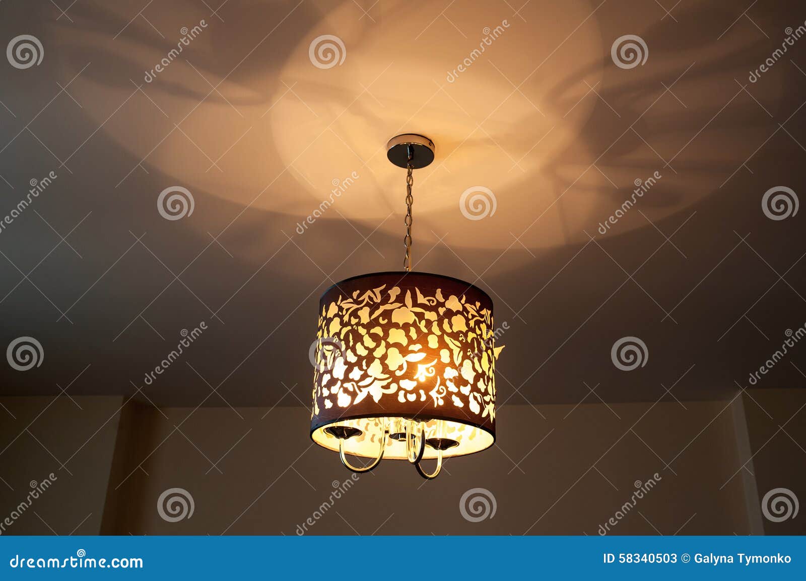 An Illuminated Lamp on Back Background Stock Image - Image of luxury ...