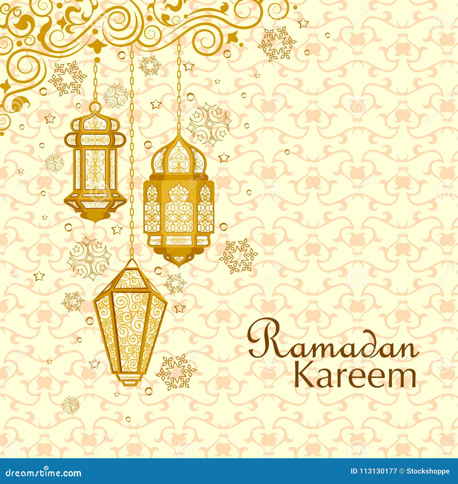 Illuminated Lamp For Eid Mubarak Blessing For Eid Background Vector ...