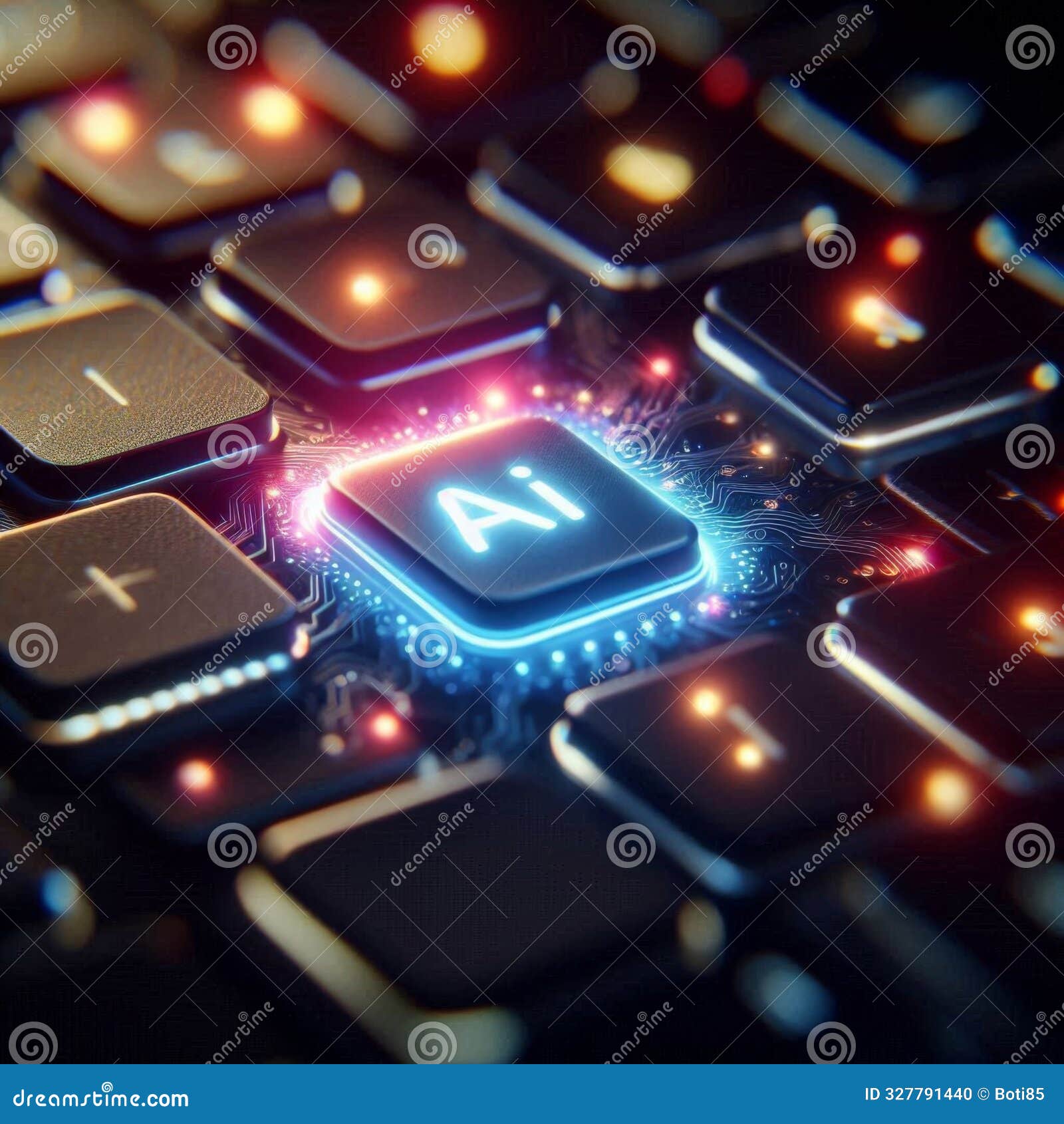 Illuminated Laptop Keyboard with AI Button Futuristic Depictions of ... Illuminated Laptop Keyboard with AI Button Futuristic Depictions of ...