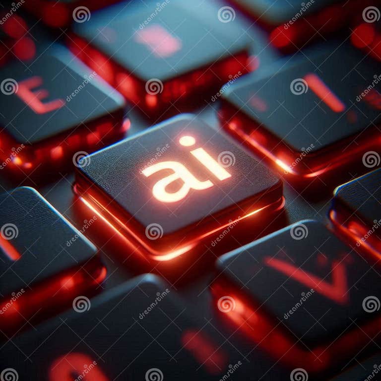 Illuminated Laptop Keyboard with AI Button Futuristic Depictions of ... Illuminated Laptop Keyboard with AI Button Futuristic Depictions of ...
