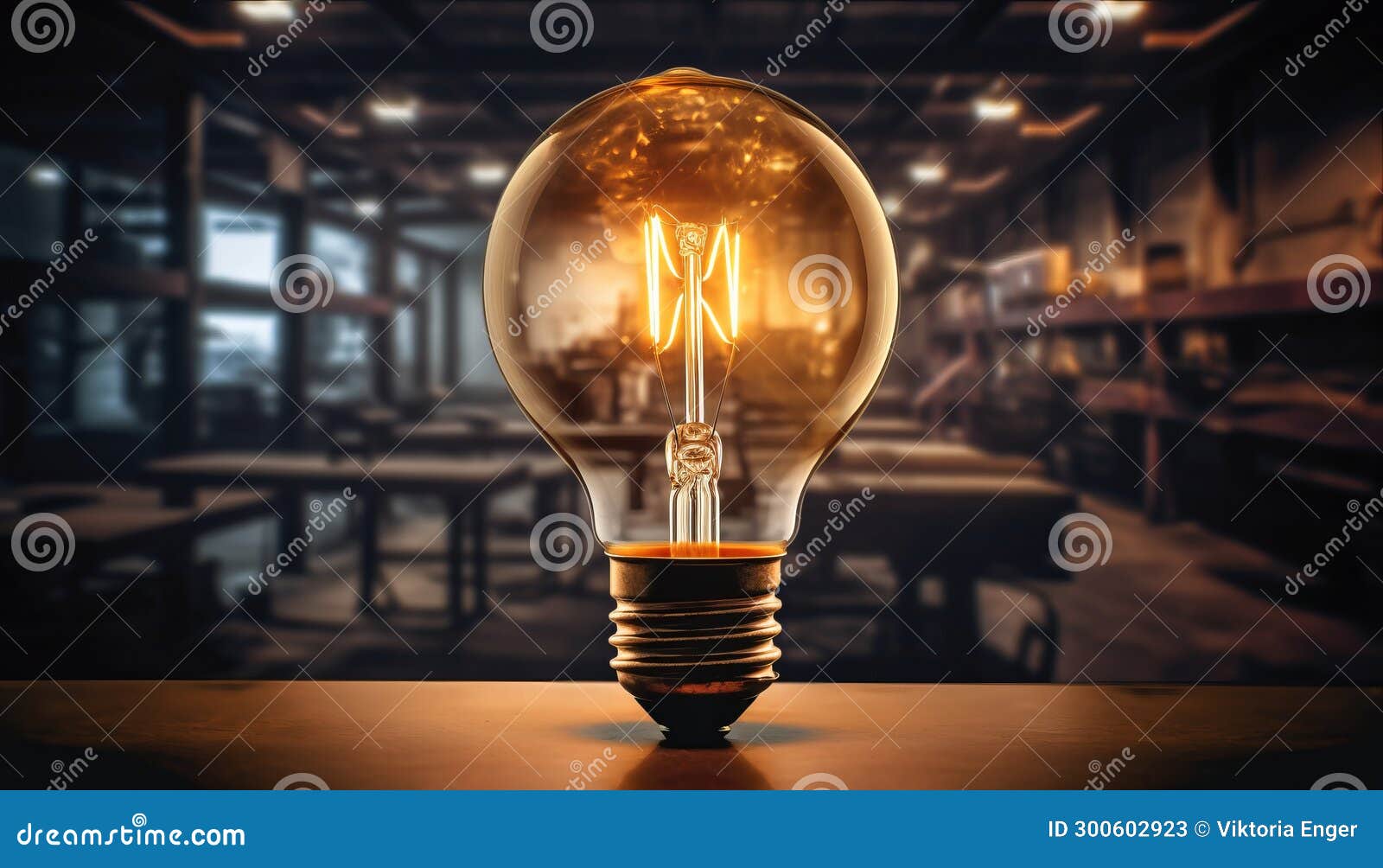 Illuminated Light Bulb on Contrasting Backdrop, Representing the ...