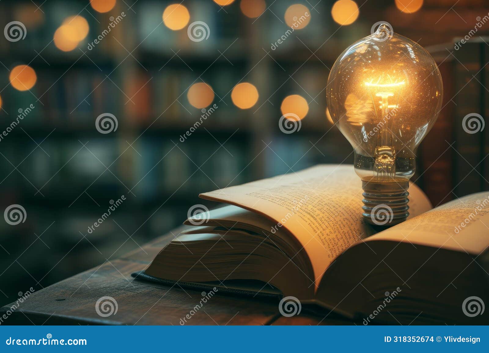 Illuminated Light Bulb on Open Book Stock Photo - Image of ...