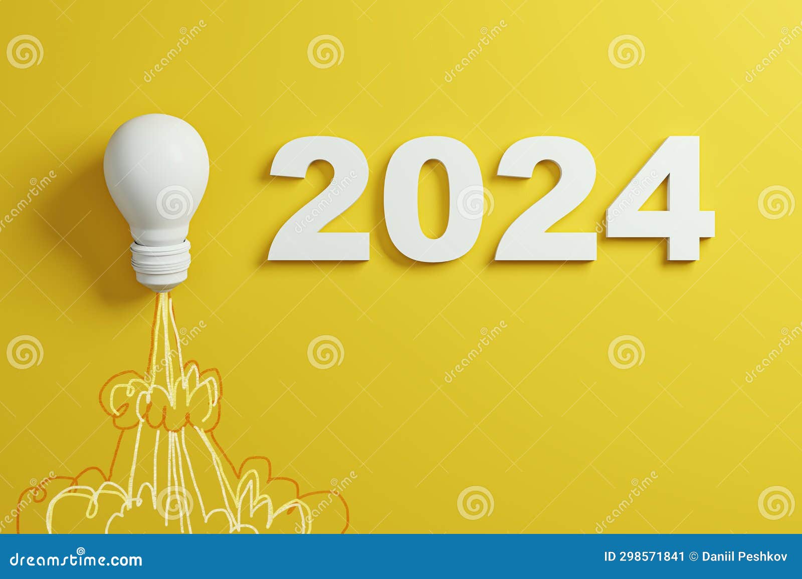 Illuminated Lightbulb with 2024, Representing a Bright Outlook and ...